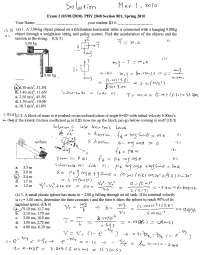 General Physics I - Solutions for Exam 2 | PHY 2048 | Exams Physics - Docsity