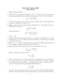 10 Problems on Riemannian Matric - Final Exam | MATH 501 - Docsity