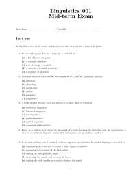 Questions on Introduction to Linguistics - Midterm Exam | LING 001 - Docsity