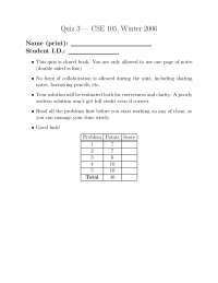 5 Problems for Quiz 3 - Introduction to Theory of Computation | CSE 105 - Docsity