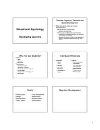 Educational Psychology Developing Learners - Lecture Slides | EDTE 116 ...