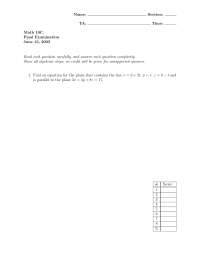 Final Examination - Calculus - Fall 2003 | MATH 10C - Docsity