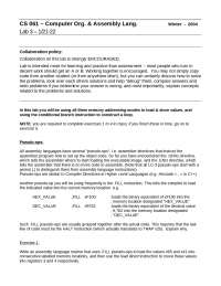 Laboratory Report 3 of 5 Exercises - Computer Organization and Assembly Language | CS 061 - Docsity