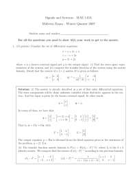 Solutions for Midterm Exam - Signals and Systems | MAE 143A - Docsity