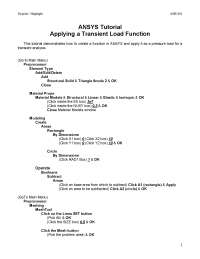 Transient Load Function Tutorial Ansys - Transient Load Function Example - Docsity