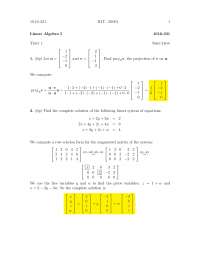 Linear Algebra I - Test 1 with Solutions | 1016 331 - Docsity