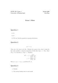 Sample Questions for Exam 1 - Econometric Forecasting | ECON 221 - Docsity