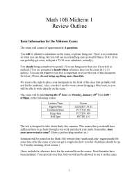 Basic Information for the Midterm Exam, and Formula Sheet - Calculus | MATH 10B - Docsity