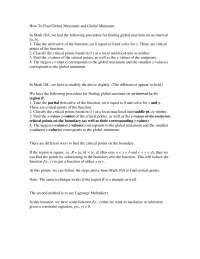 How to Find Global Maximum and Global Minimum | MATH 10C - Docsity
