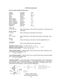 Electrical engineering formula sheet - Docsity