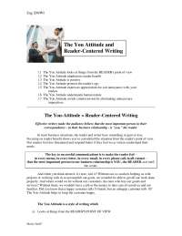 Reader Centered Writing - Lecture Notes | ENG 209 - Docsity