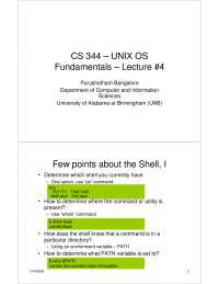 Few Points about the Shell, I and II - UNIX Operating System Fundamentals | CS 333 - Docsity