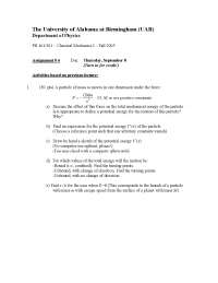 Problem Set 4 Practice - Classical Mechanics I | PH 461 - Docsity
