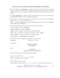 Solutions of Final Exam Sample Questions - Programming Languages | CS 401 - Docsity