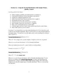 Using the Normal Distribution with Sample Means, Quality Control | STAT 30100 - Docsity