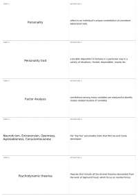 FInal Exam Flash Cards | PSYCH 201 - INTRO TO PSYCHOLOGY - Docsity