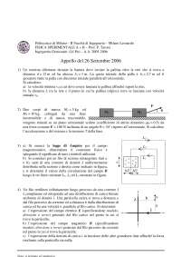 Esame Fisica sperimentale - 26-09-06 - Ingegneria Gestionale,Politecnico Di Milano - Docsity