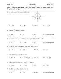 Final Exam with Solution - Trigonometry and Analytic Geometry | MATH ...