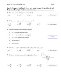 Final Exam with Solution - Trigonometry and Analytic Geometry | MATH 109 | Exams Analytical ...