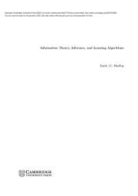 Information Theory, Inference, and Learning Algorithms - Information Theory, Inference, - Docsity