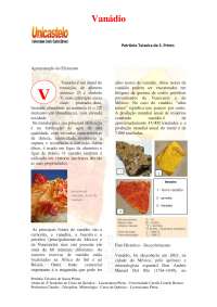 V Amostra 2 - carnotita 3 - Vanadita - Vanádio V. Elemento metálico de ...