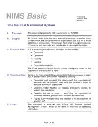 NIMS basic incident command system - This document provides the ICS ...