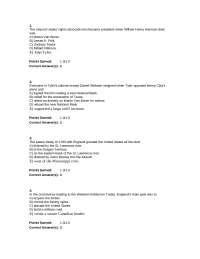 United States History - Solved Quiz 11 | - Docsity