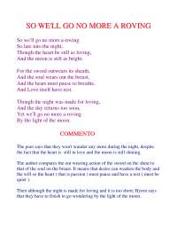 Poesia Inglese - SO WE'LL GO NO MORE A ROVING - Docsity