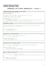 Operações com listas sequenciais, Versão 1 - Implementação da ...