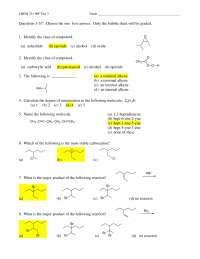 Test 3 with Answers | Organic Chemistry I | CHEM 321 - Docsity