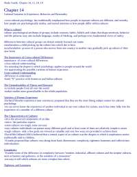 Cultural Variation in Experience, Behavior and Personality | PSY 3316 ...