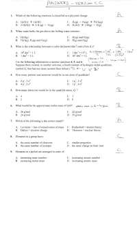Exam One Answers - General Chemistry I | CHEM 1031 - Docsity