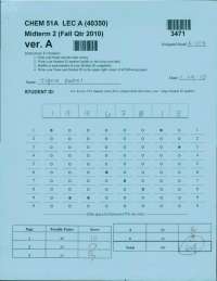 Midterm Exam 2, Version A Solutions for Organic Chemistry | Chem 51A ...