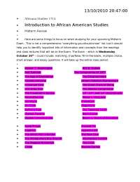 Midterm Review - Introduction to African American Studies | AFST 1714 ...