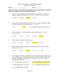 Midterm Exam with Solution Key for General Chemistry I | CHEM 002 - Docsity