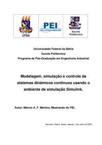 Apostila Simulink - Apostila com um breve tutorial do Simulink. Desenvolvida pelo - Docsity
