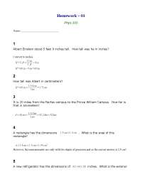 Homework 1 with Answers - Lab for Albert Einstein | PHYS 103 - Docsity