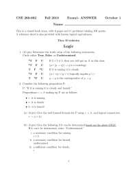 Exam on logic, equivalences, predicates and quantifiers, sets | CSE 260 ...