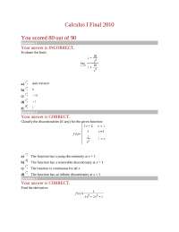 20 Questions on Calculus I with Solutions - Final Examination | MATH ...