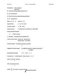 Exam 1 Formulas - Introduction Operations Management | ISDS 3115 - Docsity