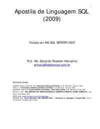 Apostila Linguagem SQL - INTRODUÇÃO A LIBGUAGEM SQL - Docsity
