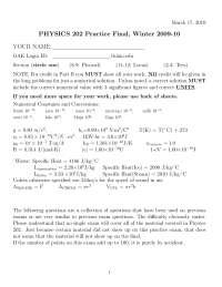 General Physics Laboratory - Practice Final Questions | PHYS 202 - Docsity