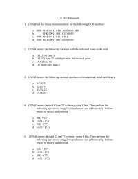 Number Conversion - Computer Logic - Homework | CS 210 - Docsity