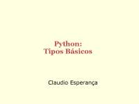 Programando em Python - Tipos Basicos - Tipos básico em python - Docsity