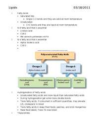 Lipids Fatty Acids - Principles of Human Nutrition - Exam 2 Notes | HNF ...