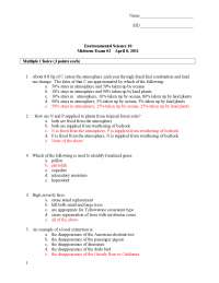 Midterm Exam 2 with Solutions | Introduction to Environmental Sciences ...