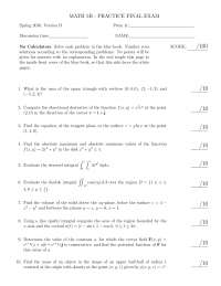 10 Questions in Vector Calculus 1 - Final Exam | MATH 5B - Docsity