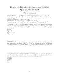 10 Solved Problems on Electricity and Magnetism - Quiz 2 | PHYS 1B ...
