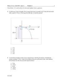 Mechanics - Quiz 2A with Answer Key | PHYS 1A - Docsity