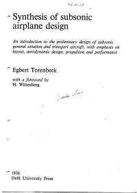 Torenbeek Synthesis of Subsonic Airplane Design - Livro de projeto de aeronaves - Docsity